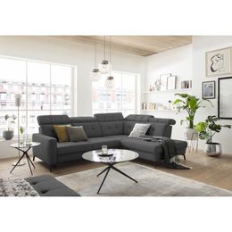 Musterring Ecksofa &raquo;MR 4615&laquo; mit Kopf- und R&uuml;ckenverstellung, Metallfu&szlig; schwarz, Ma&szlig;e 272 x 214 cm grau 100% Polyester B/H/T: 272cm x 84cm x 214cm, Flachgewebe, 