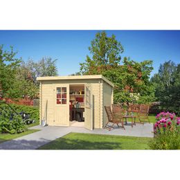 Lasita Maja Gartenhaus &raquo;San Jose 230&laquo; Blockbohlenhaus 28mm beige Massivholz ohne Fu&szlig;boden, ohne Dacheindeckung