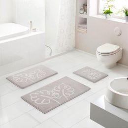 Grund Badematte &raquo;Levana&laquo; H&ouml;he 20 mm rutschhemmend beschichtet fu&szlig;bodenheizungsgeeignet Stilvolles Blattmotiv, 5 Jahre Garantie beige Polyacryl rechteckig (