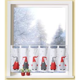 Weckbrodt-Gardinen Scheibengardine &raquo;Weihnachtswichtel&laquo; Schlaufen 1 Stk. tlg. Bistro, Gardine, Weihnachten, blickdicht, HxB: 45x120 cm, Store wei&szlig; Polyester 45cm, 
