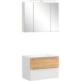 Welltime Badm&ouml;bel-Set &raquo;TRIENT, Set: Spiegelschrank und Waschtisch&laquo; 2 Stk. tlg. MDF B/H/T: 80cmcm x 200cmcm x 47cmcm