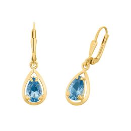 Amor Damen Paar Ohrh&auml;nger &raquo;2021569&laquo; Made in Germany - mit Zirkonia (synth.) blau Gelbgold 375