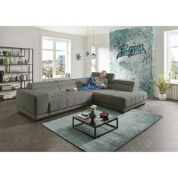 Die PlanBar Ecksofa &raquo;MP-IN15053 L-Form breiter Schenkel&laquo; mit Kopfteilverstellung, wahlweise mit manueller Vorziehbank grau 88% Polyester; 12% Polyamid