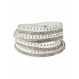 Firetti Damen Armband &raquo;zum Wickeln, Nieten&laquo; mit Strassteinen bunt 40cm, Metall Polyurethan