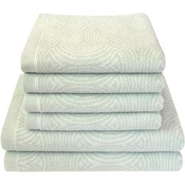 Dyckhoff Handtuch Set &raquo;Landscape&laquo; Set 6 Stk. Walkfrottier 4 Handt&uuml;cher (50x100cm), 2 Duscht&uuml;cher (70x140cm) gr&uuml;n Walkfrottier, Obermaterial: 100% Baumwolle 6 