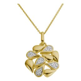 Firetti Damen Kettenanh&auml;nger &raquo;Schmuck Geschenk Gold 375 Halsschmuck Anh&auml;nger Tropfen&laquo; mit Brillanten gold 0,04 P2 = erkennbare Einschl&uuml;sse, Diamanten 