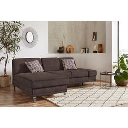 Sit & More sit&more Ecksofa &raquo;Clio L-Form&laquo; optional Schlaffunktion oder Vorziehsitz und Bettkasten, Federkern braun B/H/T: 246cm x 89cm x 165cm, Microfaser, 