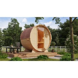 Karibu Saunahaus &raquo;Set 1&laquo; naturbelassen, mit Ofen beige Bio-Kombiofen, externe Steuerung, 9 kW