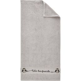 Dyckhoff Duschtuch &raquo;Pinguin&laquo; 100 % Baumwolle silber Walkfrottier, Obermaterial: 100% Baumwolle B/L: 70cmx140cm, 1 Stk., Pinguin, Walkfrottier