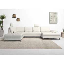 OTTO home Wohnlandschaft &raquo;Costello U-Form, B: 363 cm mit Sitztiefen-, Armteilverstellung &&laquo; 3 Nierenkissen, optional Schlaffunktion & Bettkasten wei&szlig; 