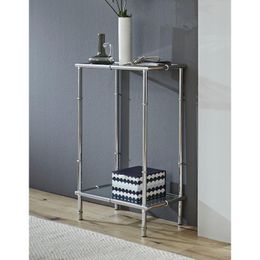 HAKU Konsolentisch &raquo;Beistelltisch&laquo; 1 Stk. tlg. rechteckig - aus Metall Silber B/T/H 50/25/75 cm transparent B/H/T: 50cm x 75cm x 25cm, Gestell 