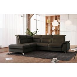 Sit & More sit&more Ecksofa &raquo;Astoria L-Form&laquo; wahlweise mit motorischer Relaxfunktion gr&uuml;n 100% Polyester B/H/T: 256cm x 91cm x 225cm, Luxus-Microfaser in 