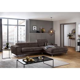 W.Schillig Ecksofa &raquo;piedroo, Designsofa mit tollem Sitzkomfort, bequem und elegant, L-Form&laquo; Kopfteilverstellung, wahlweise mit Sitztiefenverstellung, 