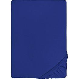Biberna Spannbettlaken &raquo;Marc&laquo; aus Baumwolle, f&uuml;r Matratzen bis 22 cm H&ouml;he, Bettlaken, Spannbetttuch blau Jersey, Obermaterial: 100% Baumwolle B/L: 200cm, 1 