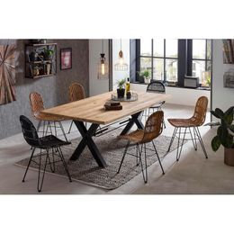 Sit Esstisch &raquo;Gent Wildeiche Massivholz mit X-Gestell aus Metall, Industrial&laquo; Robustes X-Gestell aus Metall f&uuml;r hohe Stabilit&auml;t braun Platte Wildeiche