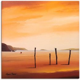 Artland Leinwandbild &raquo;Abend II&laquo; Strand 1 Stk. tlg. auf Holzrahmen gespannt orange Leinwand B/H/T: 70cm x 70cm, Leinwandbild Strand quadratisch, 1 Stk.