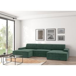 Trendmanufaktur Wohnlandschaft &raquo;Graz, wahlweise mit Sitzvorschub und Bettkasten, U-Form, Breite 329 cm&laquo; in Cord-, haustierfreundlichem LEO Struktur- 