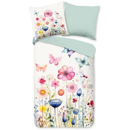 PURE luxury collection Kinderbettw&auml;sche &raquo;Kiki&laquo; 2 Stk. Mikrofaser, 135x200, 2 Teilig, Wendeoptik, Kind, M&auml;dchen, Blume bunt Microfaser, Obermaterial: 