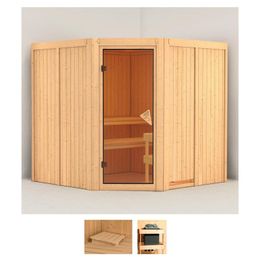 Karibu Sauna &raquo;Jarin&laquo; Set, ohne Ofen beige ohne Ofen, (ohne Ofen)