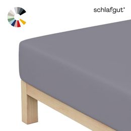Schlafgut Spannbettlaken &raquo;Basic Cotton Bettlaken, 160 g/m&sup2;, 100% Baumwolle, Spannbetttuch&laquo; Spannbettlaken bis 20 cm Matratzenh&ouml;he, b&uuml;gelfrei und pflegeleicht 