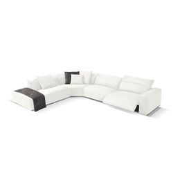 Egoitaliano Ecksofa &raquo;Beverly, extravangantes Designsofa mit erstklassigem Sitzkomfort&laquo; wahlweise mit elektrischer Relaxfunktion, Kopfteilverstellung wei&szlig; B/H/T: 