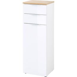 Germania Midischrank &raquo;Pescara&laquo; Front mit Glasauflage wei&szlig; Holzwerkstoff Wei&szlig;, B/H/T: 39cm x 112cm x 34cm, Schubladen: 2 Stk. T&uuml;ren: 1 Stk.