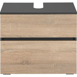 Home Affaire Waschbeckenunterschrank &raquo;Wisla&laquo; Siphonausschnitt, Push-to-open-Funktion, Breite 60cm, H&ouml;he 55 cm grau Holzwerkstoff anthrazit, B/H/T: 