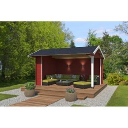 Lasita Maja Gartenhaus &raquo;Unterstand/Lounge San Diego&laquo; Unterstand / Lounge 34mm rot Massivholz ohne Dacheindeckung