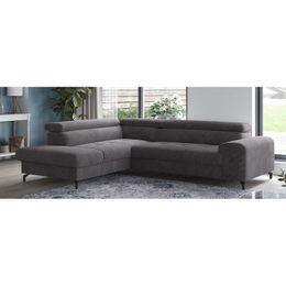 COTTA Ecksofa &raquo;Aura L-Form, B: 260 cm&laquo; mit Schlaffunktion, Bettkasten & Kopfteilverstellung grau B/H/T: 260cm x 210cm, Cord, Ottomane links, 