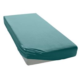 Elegante Spannbettlaken &raquo;Mako-Jersey&laquo; in hochwertiger Qualit&auml;t mit Elasthan-Anteil blau Mako-Jersey, Obermaterial: 97% Baumwolle, 3% Elasthan 1 Stk., Mako-