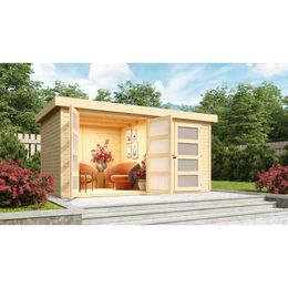 Karibu Gartenhaus &raquo;M&uuml;hlentrup 2&laquo; beige Holzwerkstoff ohne Fu&szlig;boden, ohne Dacheindeckung