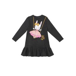 Denokids Kleid M&auml;dchen Gr&ouml;&szlig;e 98 dunkelgrau / pink / wei&szlig;