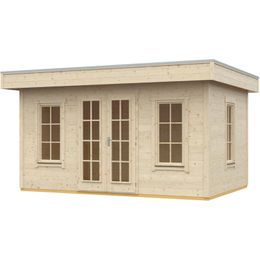 Skan Holz Gartenhaus &raquo;Basel 1&laquo; beige Holzwerkstoff Fu&szlig;boden im Gartenhaus