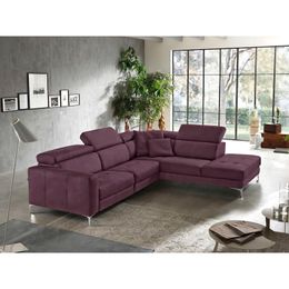 Egoitaliano Ecksofa &raquo;Matt, hoher Sitzkomfort und aufwendige Detailverarbeitung, L-Form&laquo; mit Ottomane, inkl. verstellbarer Kopfteile zum Relaxen lila B/H/T: 285cm 