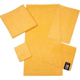 Ross G&auml;stehandtuch &raquo;Cashmere feeling&laquo; 100% Baumwolle, mit Wellen-Bord&uuml;re, gro&szlig;e Farbauswahl gelb Frottier, Baumwolle B/L: 30cmx50cm, 6 Stk., Frottier