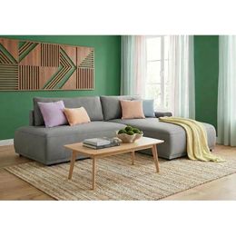 Trendmanufaktur Ecksofa &raquo;Fordon II, Schlafsofa mit Bettkasten, Couch in L-Form, Breite 250 cm&laquo; in Struktur LUMOS, 3D-Effekt, anthrazit, Armlehne 