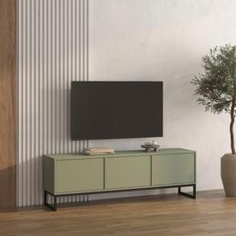 OTTO home Lowboard &raquo;Loft, Breite 157 cm, TV-Board 3 Klappen, Metallkufen&laquo; TV-Kommode mit viel Stauraum, push-to-open-Funktion gr&uuml;n Holzwerkstoff, 