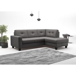OTTO home Ecksofa &raquo;Varese&laquo; wahlweise mit Schlaffunktion und Bettkasten B/H/T: 226cm x 91cm x 170cm, NaturLEDER Stoff, Ottomane rechts, ohne 