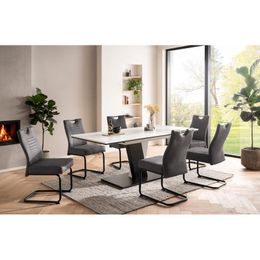 OTTO home Essgruppe &raquo;"Altona", Esstisch ausziehbar plus 6 St&uuml;hle&laquo; Esstisch ausziehbar 140 - 180 cm, 6 Freischwinger, 7 tlg. tlg. S&auml;ulentisch 140-