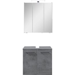 Badm&ouml;bel-Set &raquo;Quickset 945 2-teilig, Waschbeckenunterschrank mit LED-Spiegelschrank&laquo; 2 Stk. tlg. grau Einheitsgr&ouml;&szlig;e