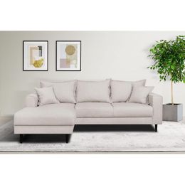 Home Affaire Ecksofa &raquo;VEYRAS L-Form, hoher Sitzkomfort, Ma&szlig;e B/T/H: 230/150/76 cm&laquo; mit Wellenunterfederung, incl. R&uuml;ckenkissen und Zierkissen beige 