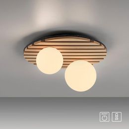 OTTO home Deckenleuchte &raquo;Evinnia Akustikpaneele mit Glaskugel&laquo; G9 Warmwei&szlig; Holz, Akustik, Paneele, Glas, opal matt wei&szlig;, Deckenlampe braun 2, &Oslash; 15cm H