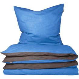 Schiesser Wendebettw&auml;sche &raquo;Doubleface aus weicher Baumwolle mit edlem Melangeeffekt&laquo; 2 Stk. ab Gr&ouml;&szlig;e 135x200 cm erh&auml;ltlich, Made in Green blau Renforc&eacute;, 