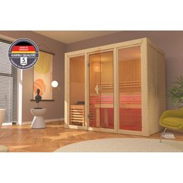 Karibu Sauna &raquo;Alani 3&laquo; verschiedene Varianten beige Bio-Ofen, externe Steuerung, (ohne Ofen)