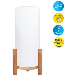 N&auml;ve n&auml;ve LED Tischleuchte &raquo;Madita&laquo; LED-Modul 1 Stk. Warmwei&szlig; Akkubetrieb, inkl. USB-C-Kabel, Holzgestell, Textilschirm, dimmbar beige 1, &Oslash; 18cm H: 48cm, 1
