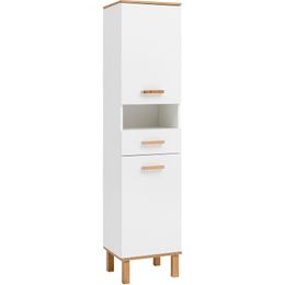Schildmeyer Hochschrank &raquo;Padua&laquo; F&uuml;&szlig;e aus Massivholz wei&szlig; Holzwerkstoff wei&szlig; glanz, B/H/T: 40,4cm x 178,5cm x 35cm, Schubladen: 1 Stk. T&uuml;ren: 2 Stk.