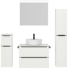 Nobilia Badm&ouml;bel-Set &raquo;Alvene&laquo; vormontiert, mit Soft-Close, 4 Stk. tlg. wei&szlig; B/H/T: 160cmcm x 184,2cmcm x 48,5cmcm, Griffe schwarz