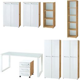 Germania B&uuml;rom&ouml;bel-Set &raquo;GW-Monteria&laquo; Set, 8 tlg. wei&szlig; Holzwerkstoff, Metall Holzwerkstoff Metall