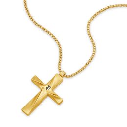 Police Herren Kette mit Anh&auml;nger &raquo;Contorto Kreuz&laquo; gold Edelstahl, L: 55 B: 1,5mm