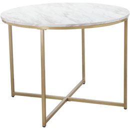 OTTO home Esstisch &raquo;Gondat&laquo; 1 Stk. tlg. mit Tischplatte in Marmor-Optik, Gestell aus Metall golden, H&ouml;he 76 cm bunt B/H/T: 90cm x 76cm x 90cm